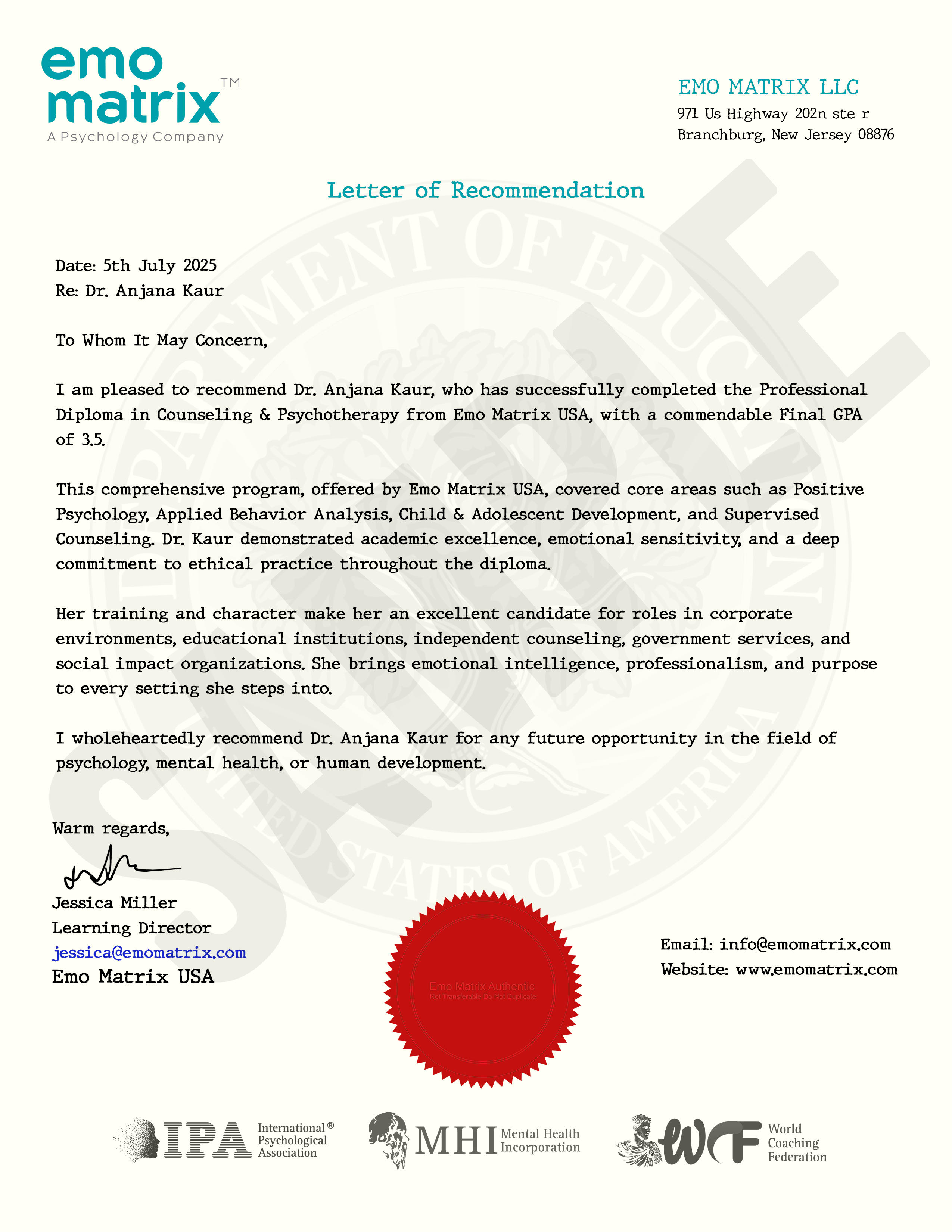 EMO Matrix List of All Courses | World's 1st Psychology Consulting Company